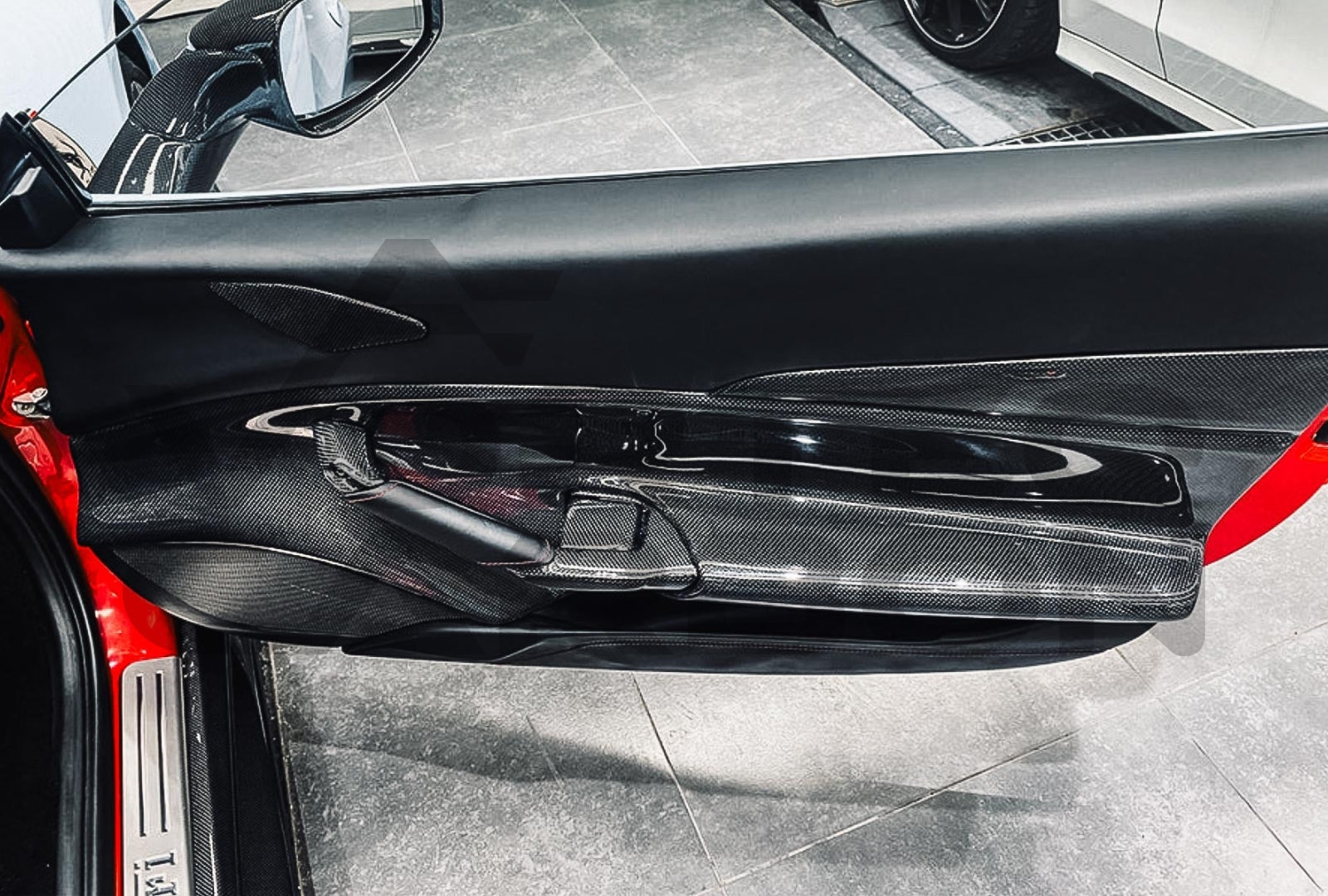 Carbon Fiber Interior Door Panel Trim - Ferrari 488 GTB & Spyder (2015